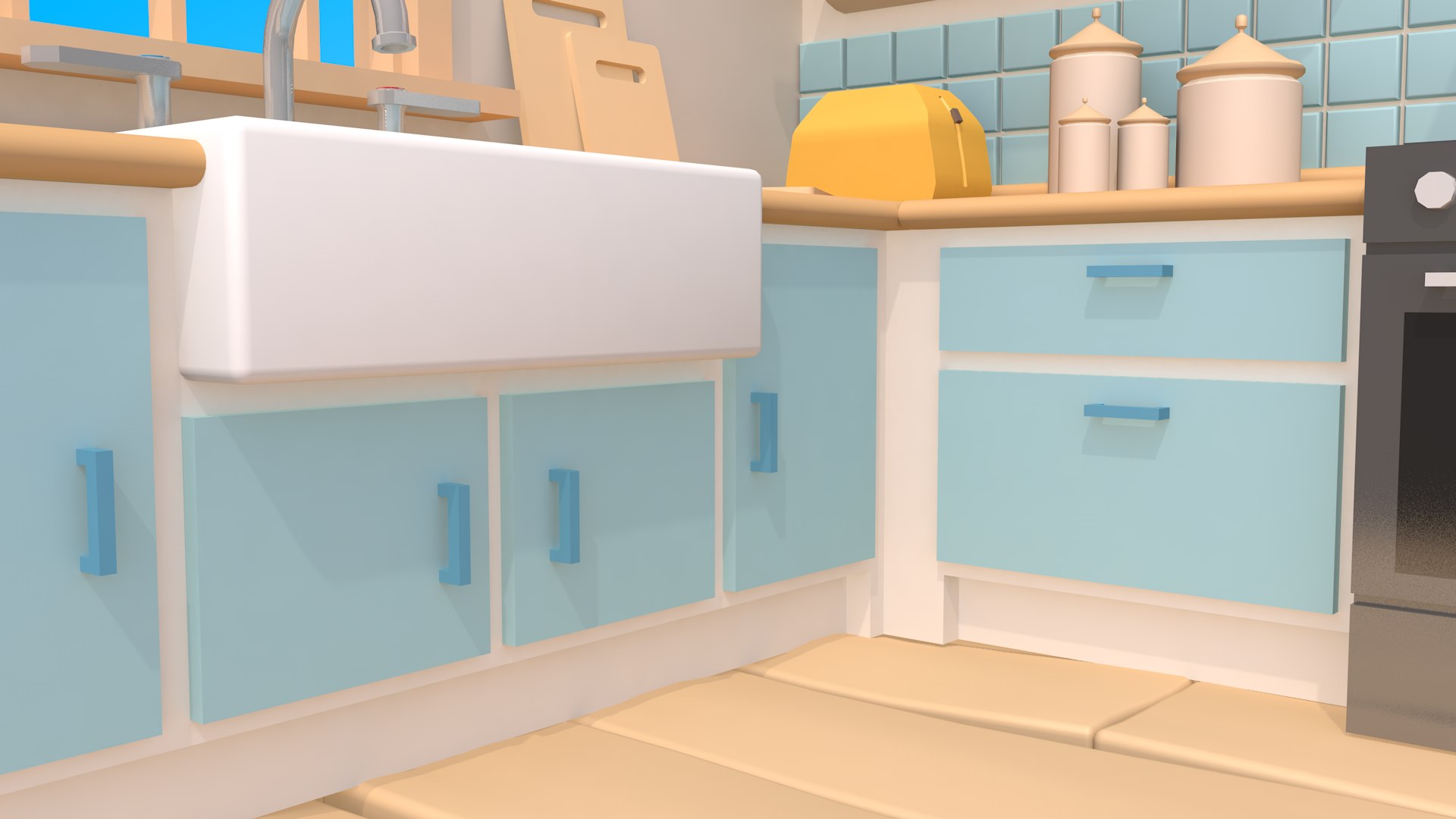 Low Poly Cartoon Kitchen 3D - TurboSquid 1833659