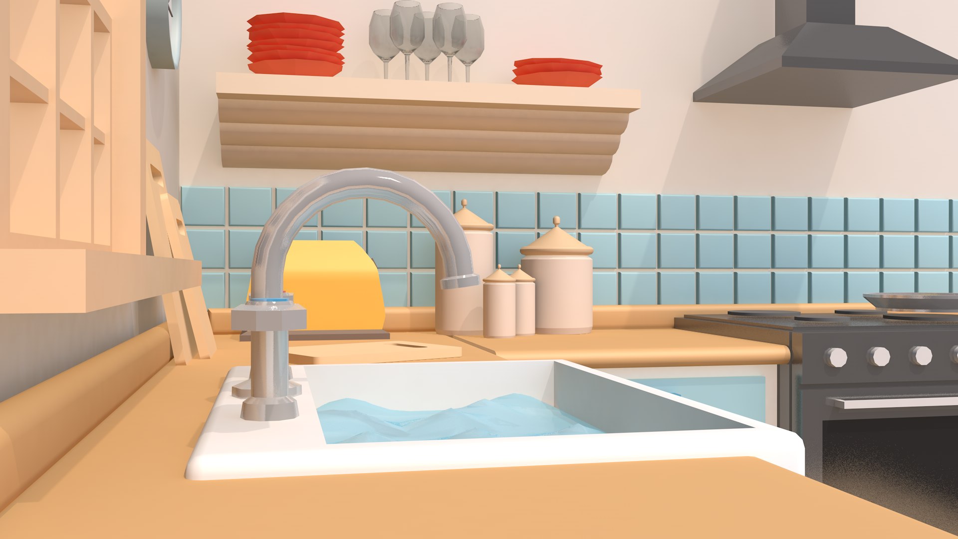 Low Poly Cartoon Kitchen 3D - TurboSquid 1833659