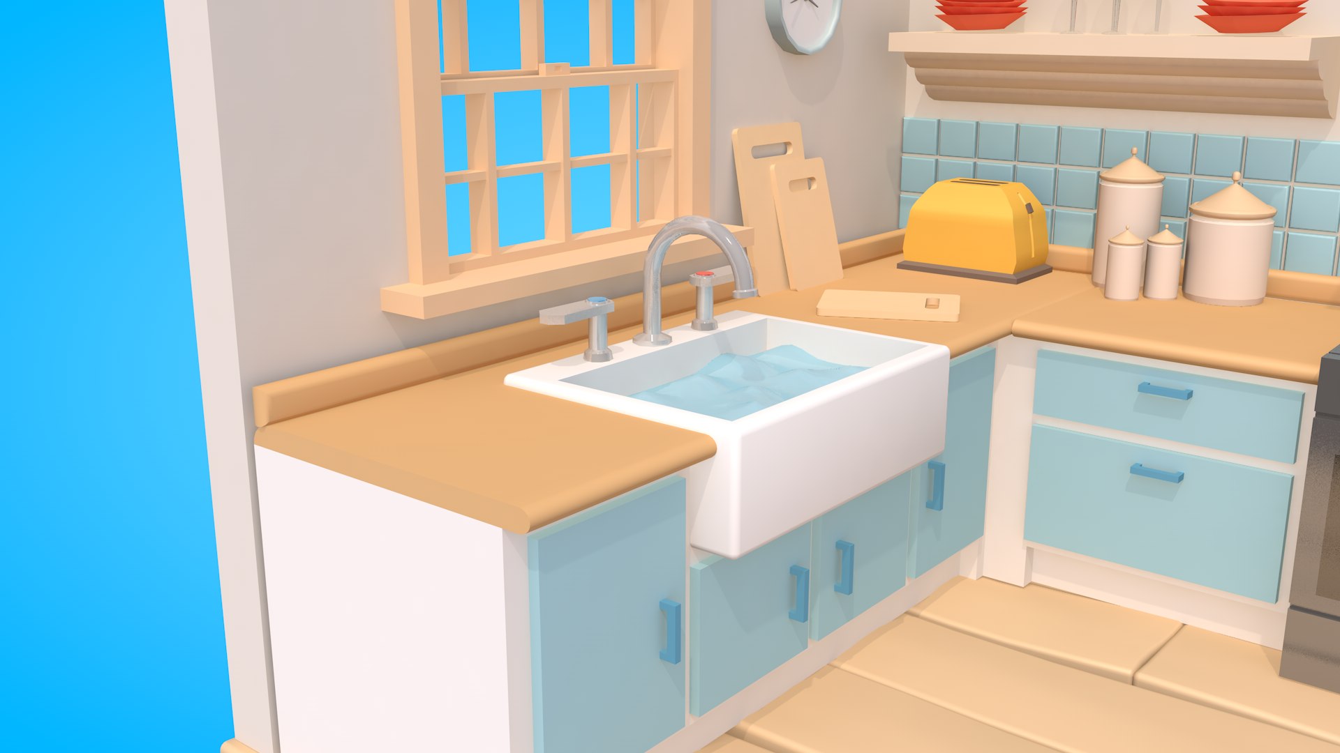 Low Poly Cartoon Kitchen 3D - TurboSquid 1833659