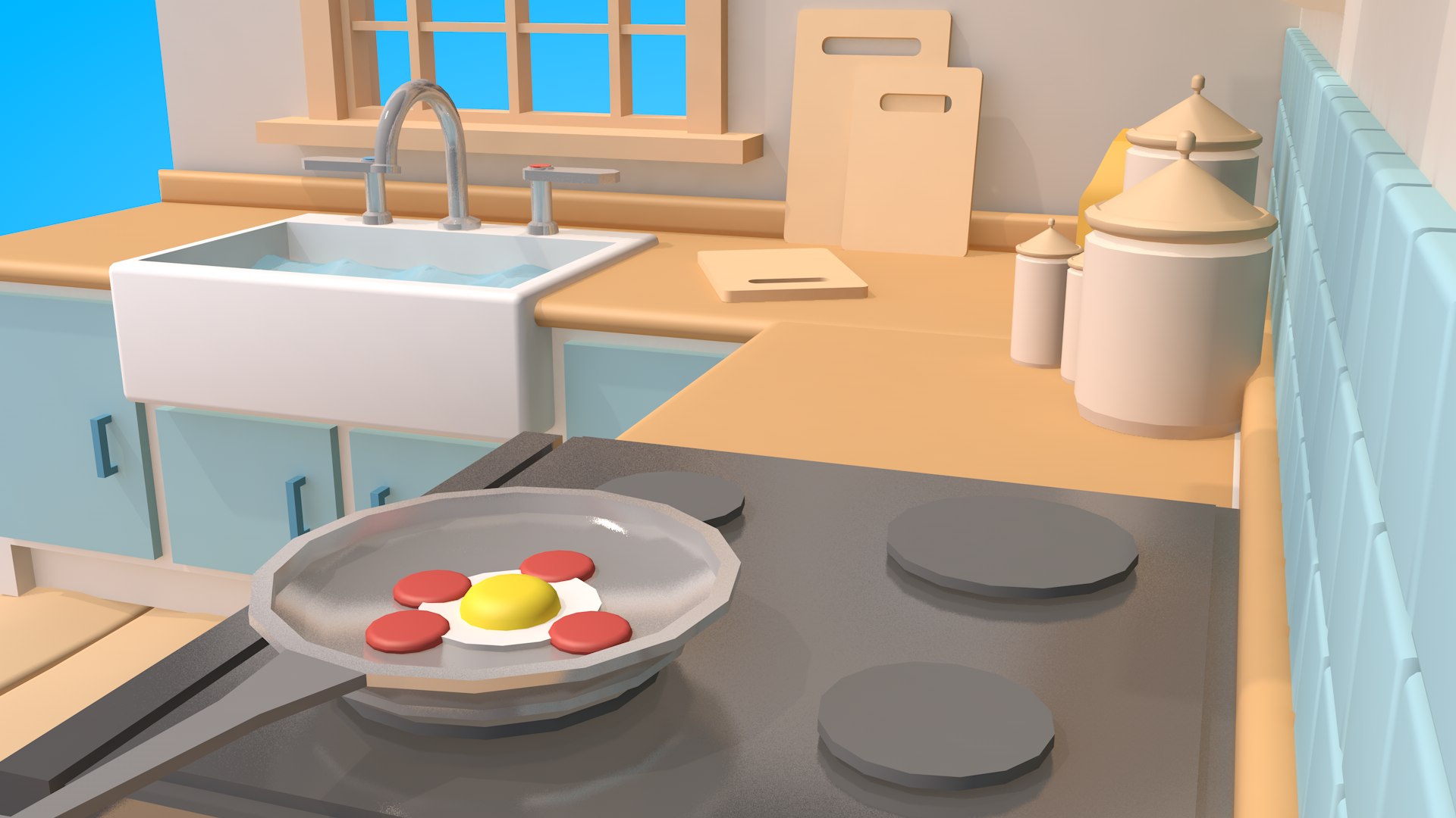 Low Poly Cartoon Kitchen 3D - TurboSquid 1833659