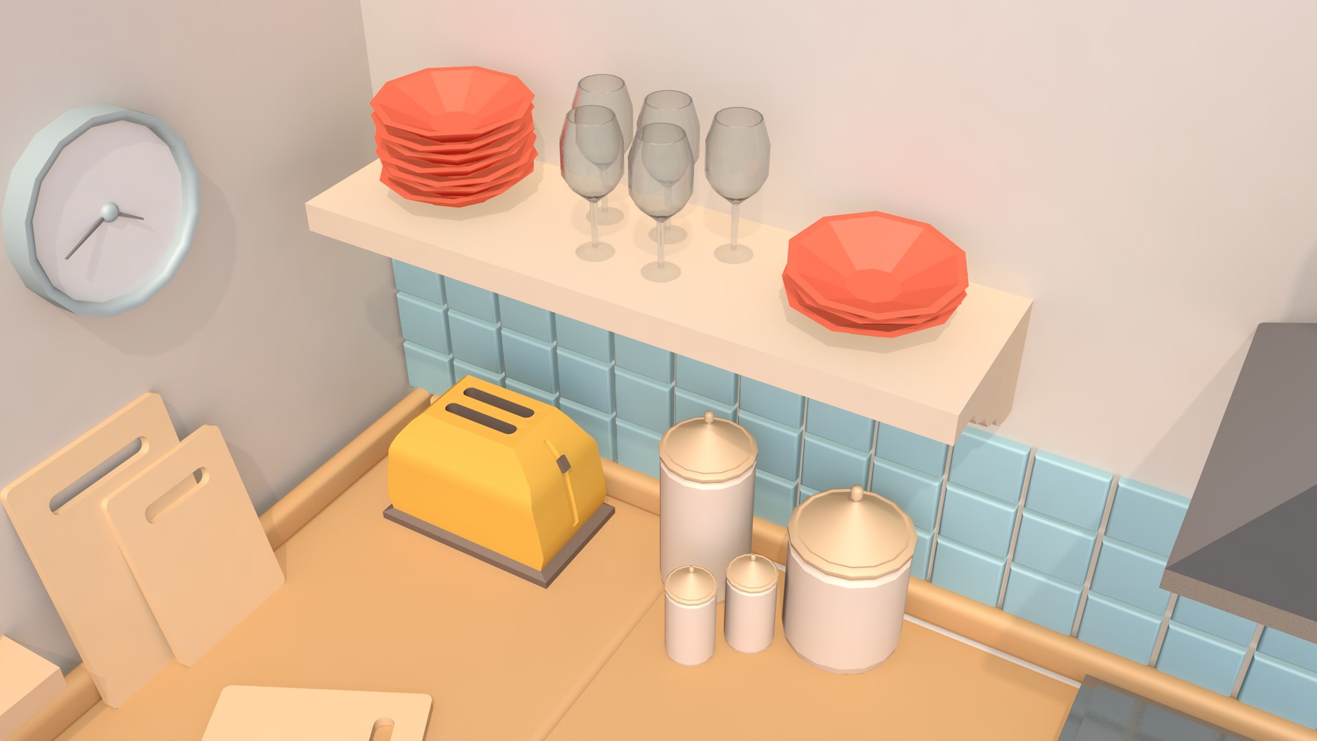 Low Poly Cartoon Kitchen 3D - TurboSquid 1833659