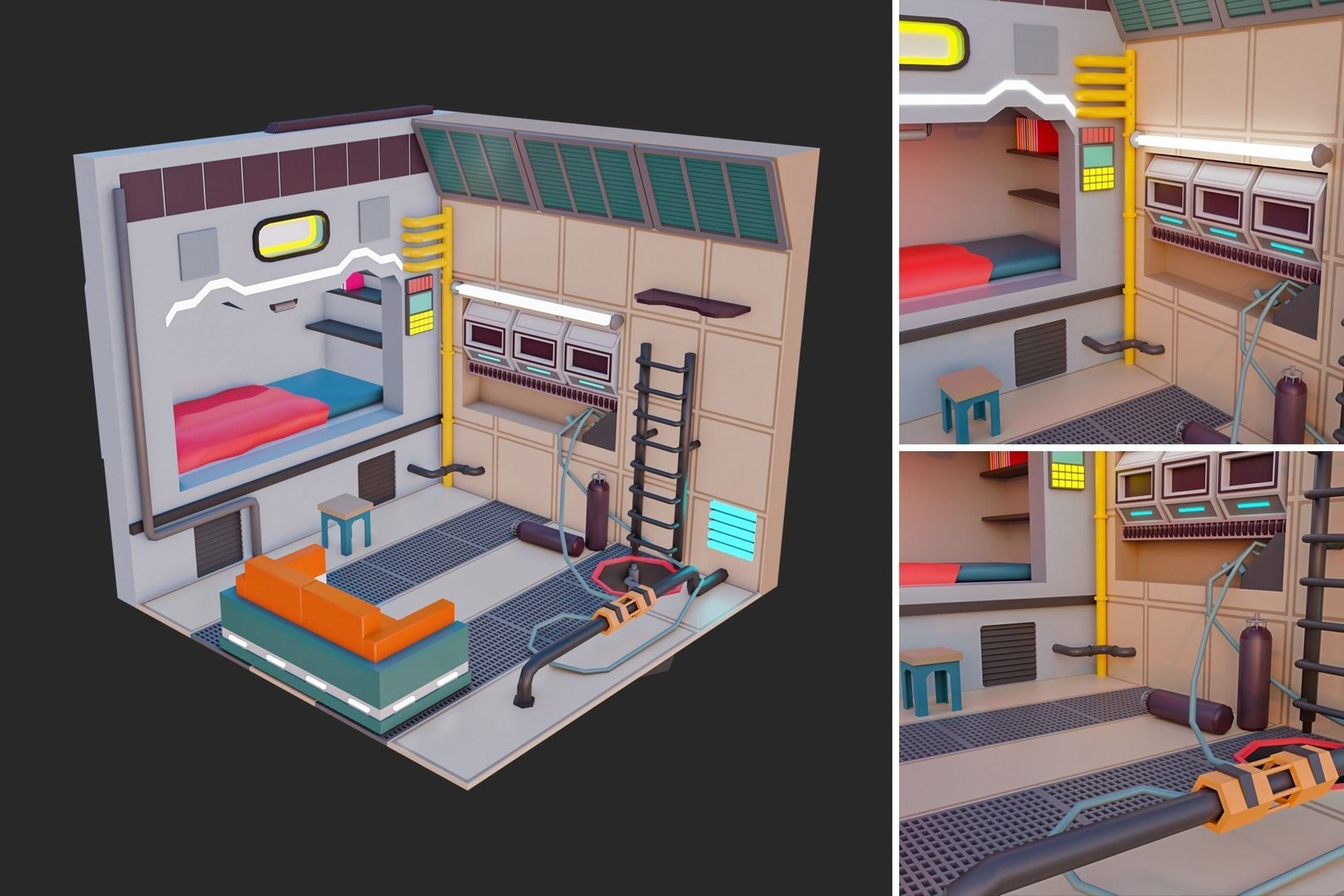 3D Low Polyt Sci-fi Rooms Interiors - TurboSquid 2120360