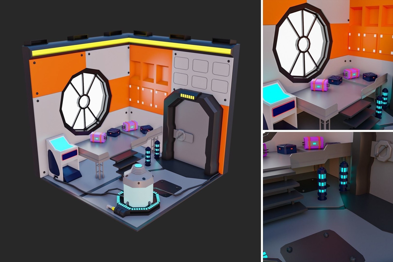 3D Low Polyt Sci-fi Rooms Interiors - TurboSquid 2120360
