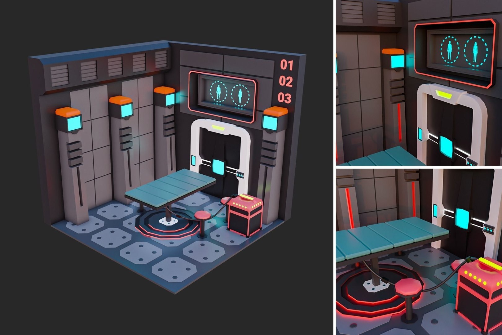 3D Low Polyt Sci-fi Rooms Interiors - TurboSquid 2120360