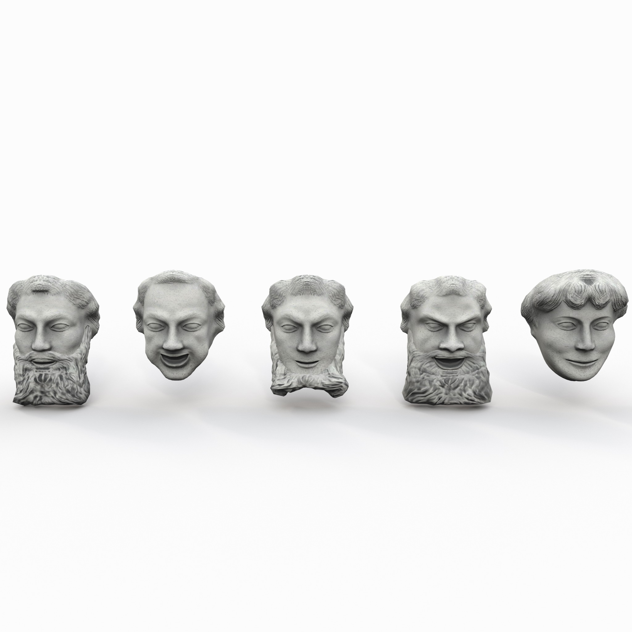 satyr face statue set 3d model