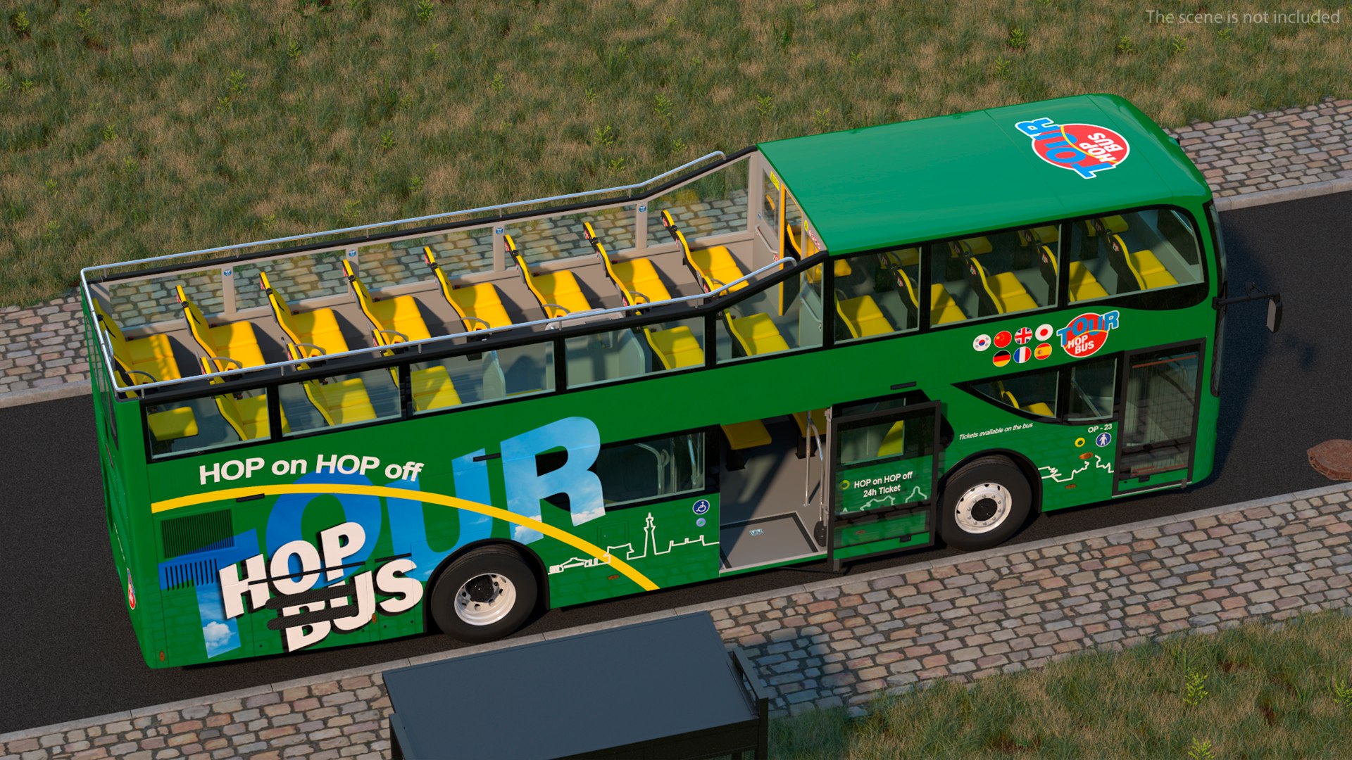 3D Open Air Double Decker Tour Hop Bus Rigged For Maya Model ...