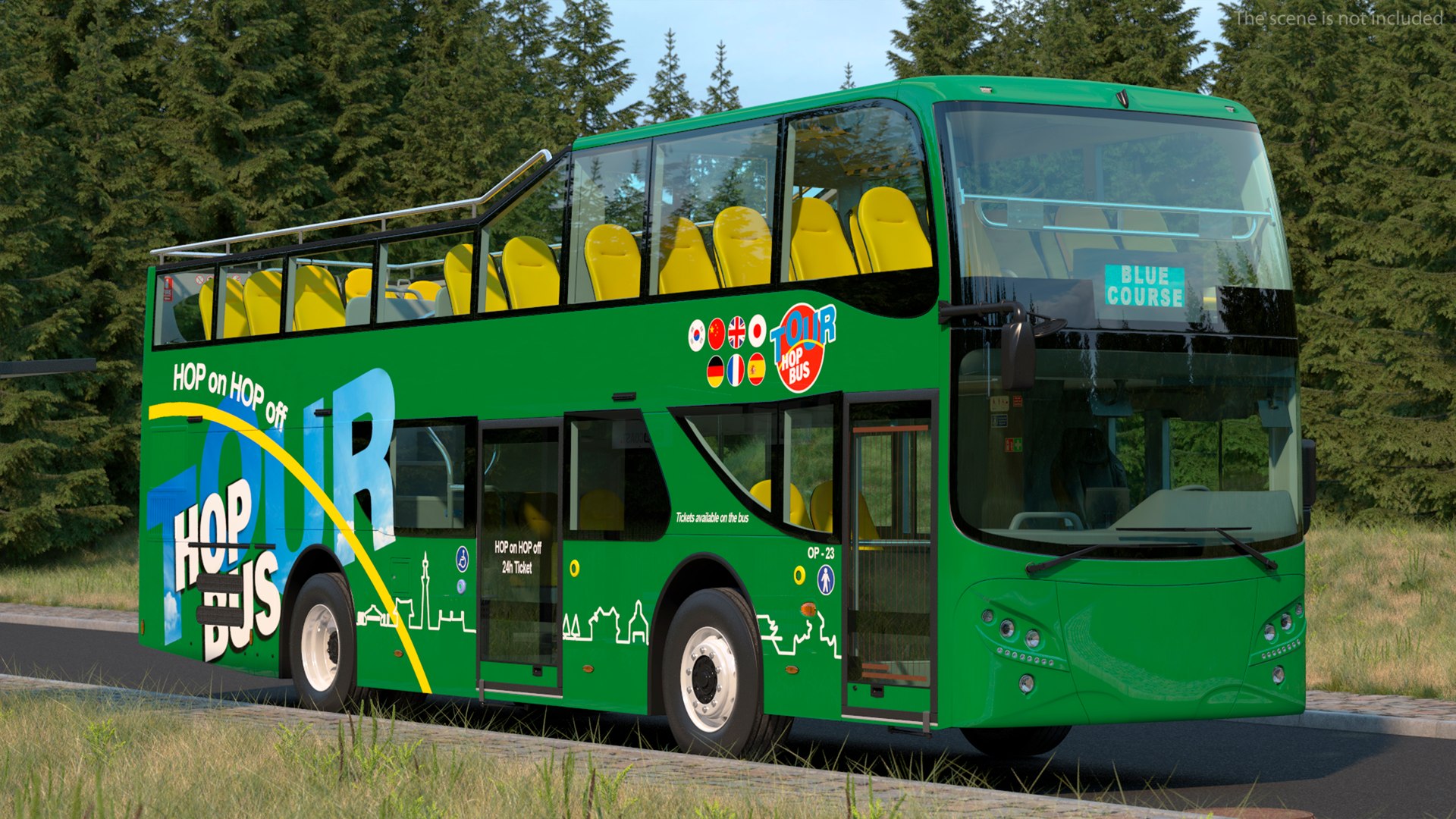 3D Open Air Double Decker Tour Hop Bus Rigged For Maya Model ...
