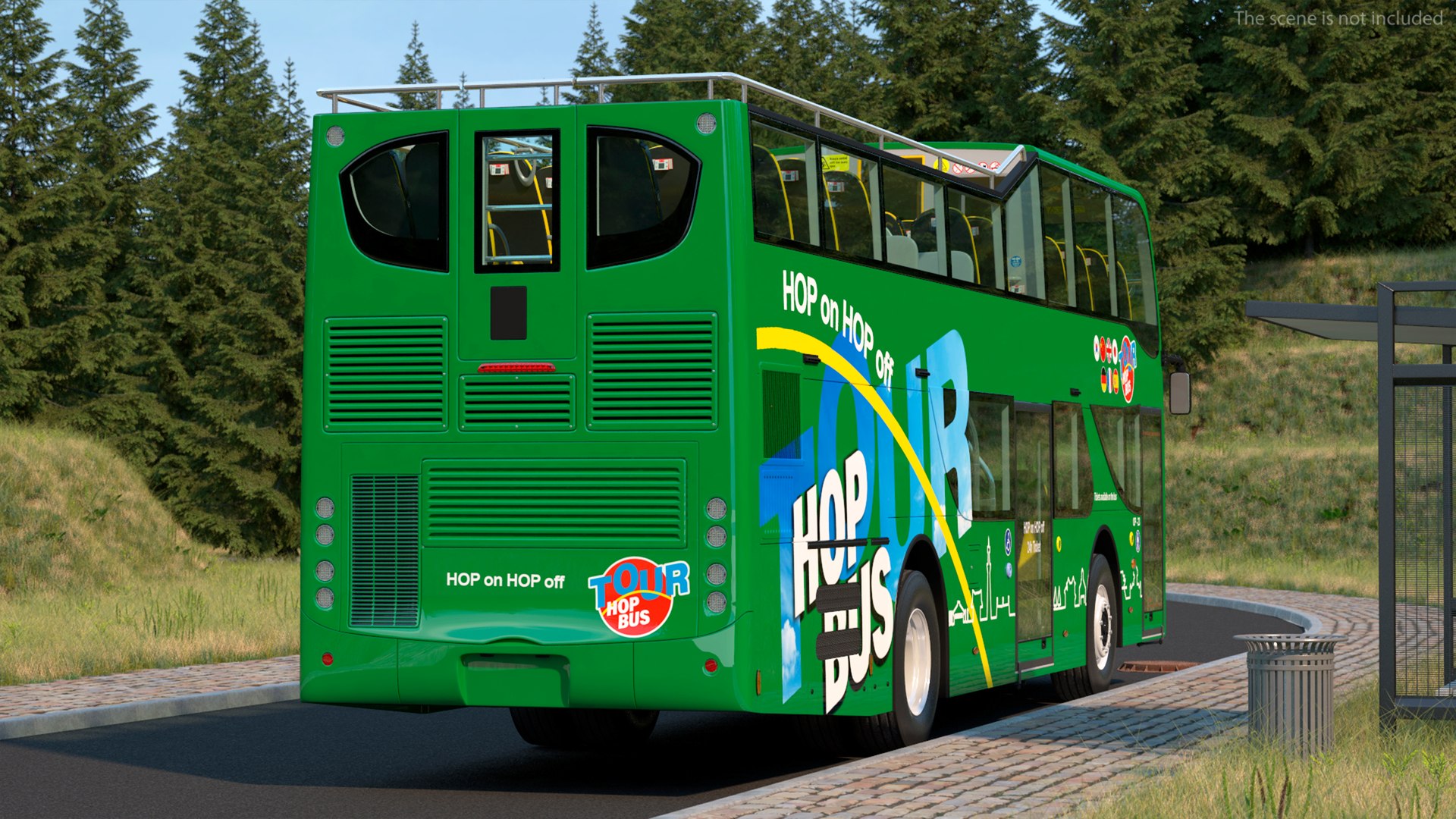 3D Open Air Double Decker Tour Hop Bus Rigged For Maya Model ...