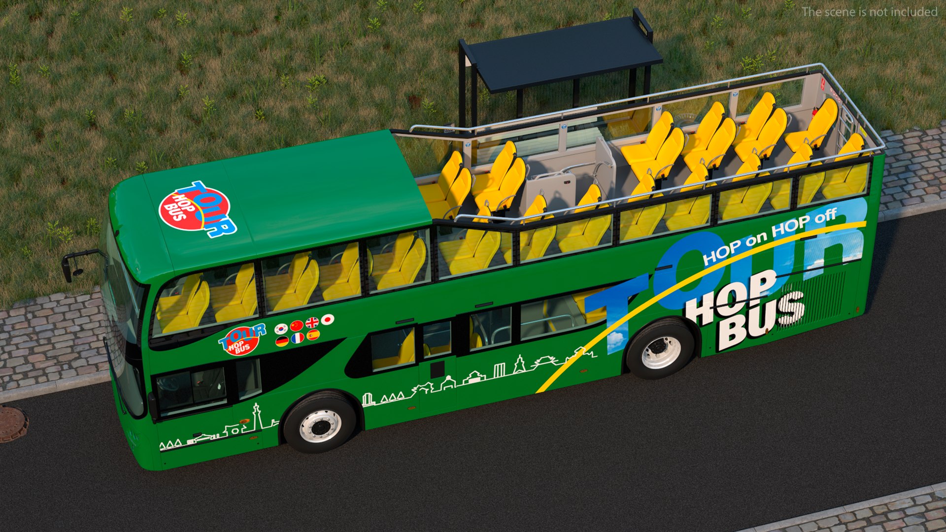 3D Open Air Double Decker Tour Hop Bus Rigged For Maya Model ...