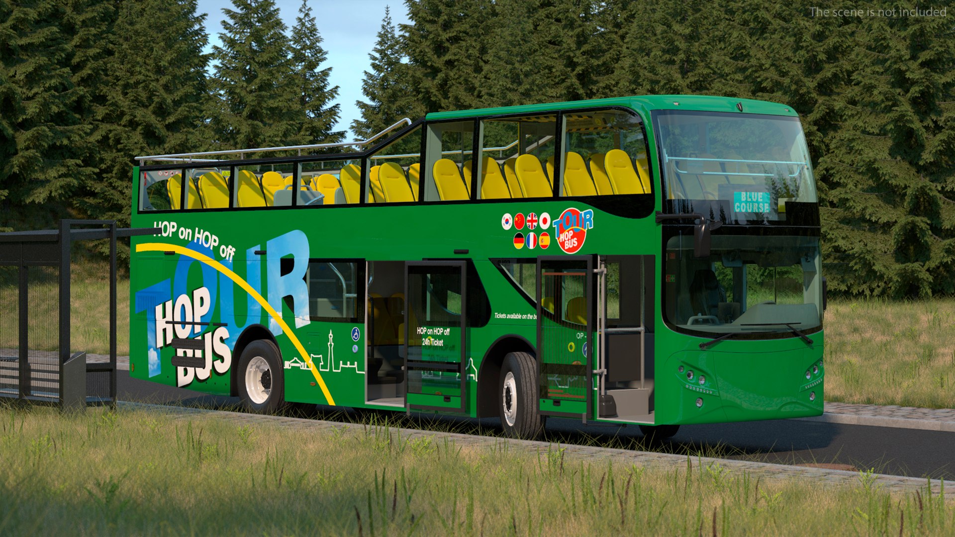 3D Open Air Double Decker Tour Hop Bus Rigged For Maya Model ...