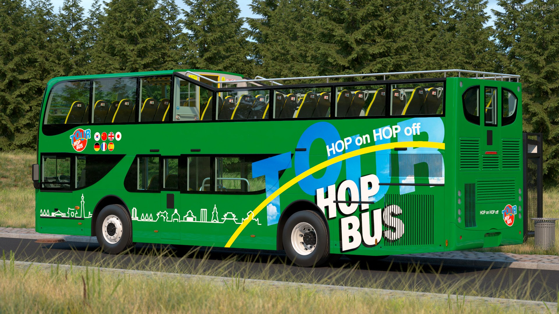 3D Open Air Double Decker Tour Hop Bus Rigged For Maya Model ...