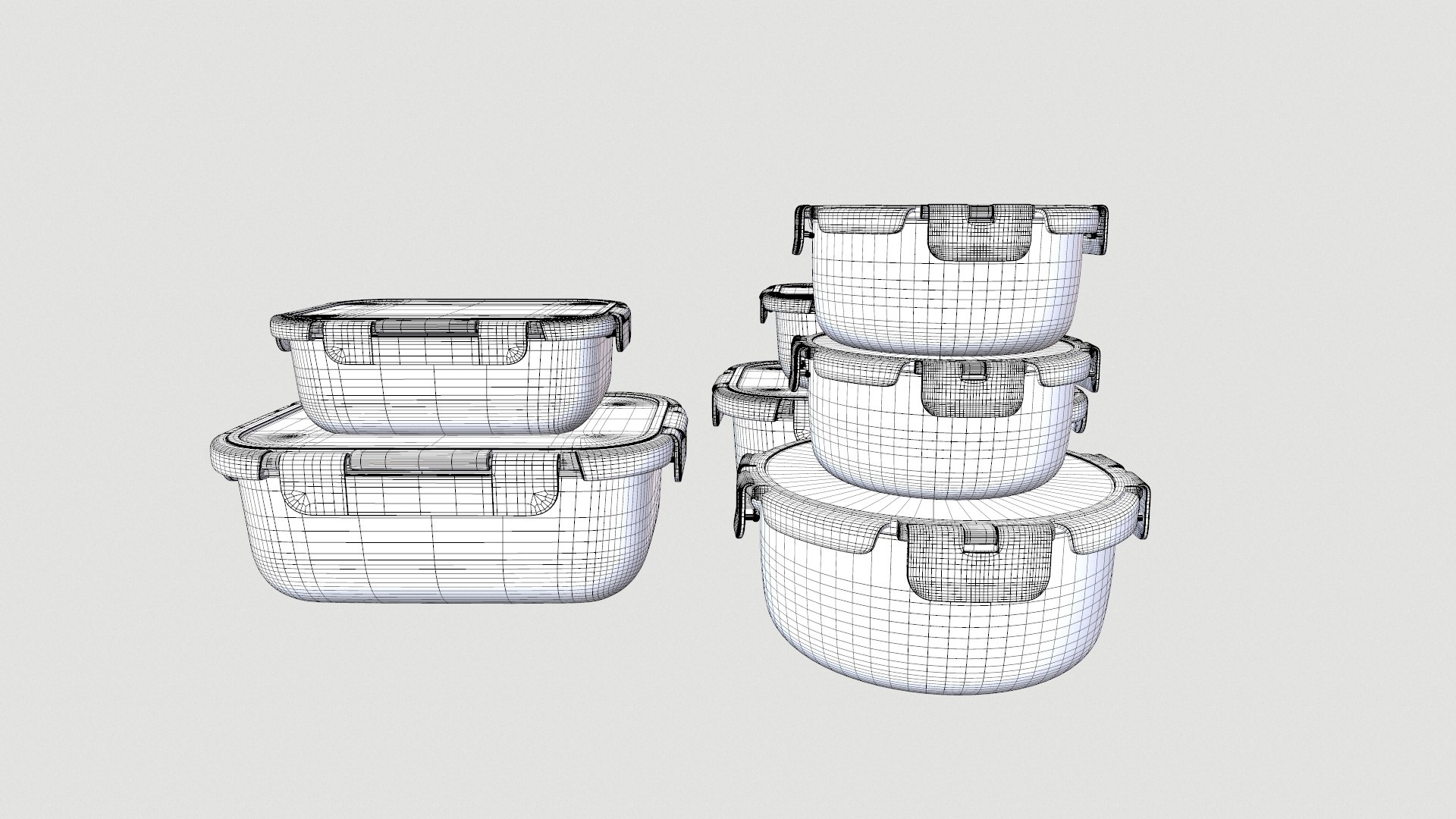 3D Model Lunch Box Glass Meal Prep Containers - TurboSquid 2368019