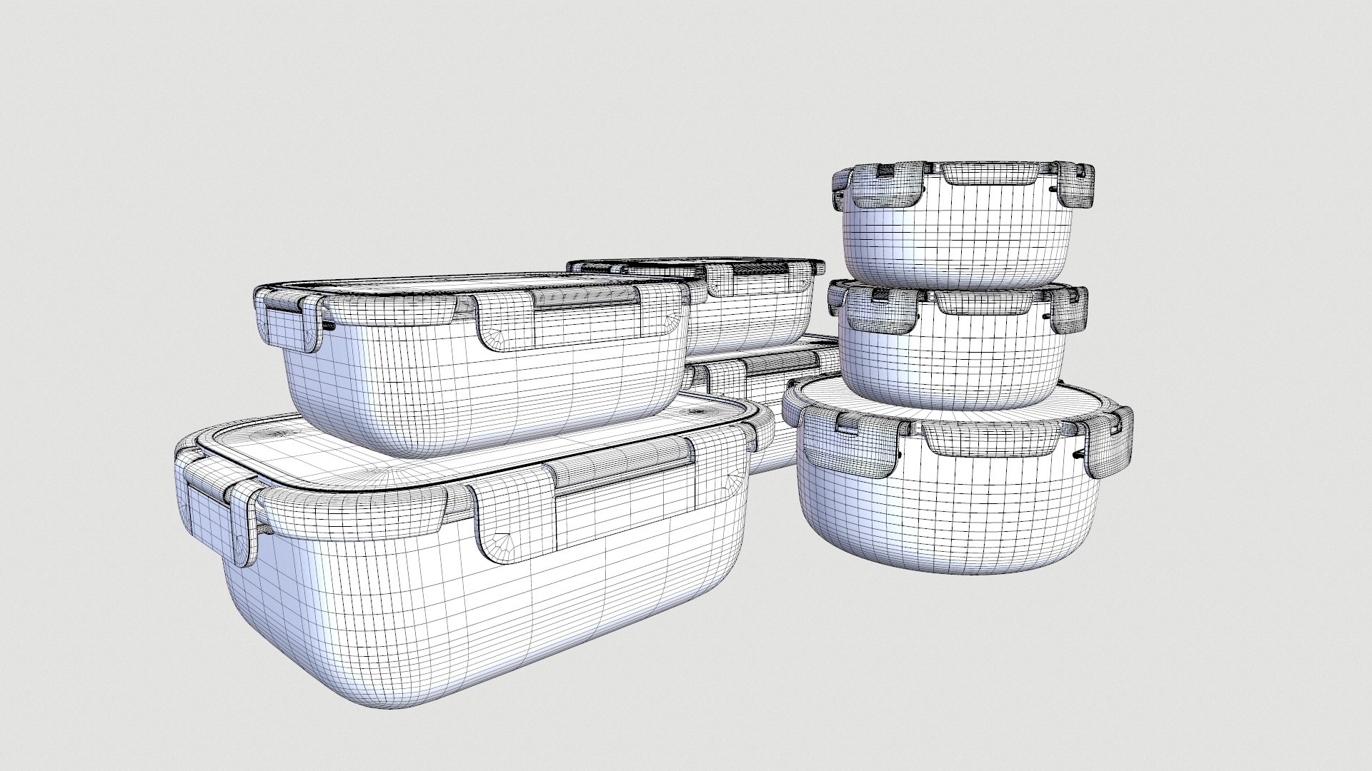 3D Model Lunch Box Glass Meal Prep Containers - TurboSquid 2368019