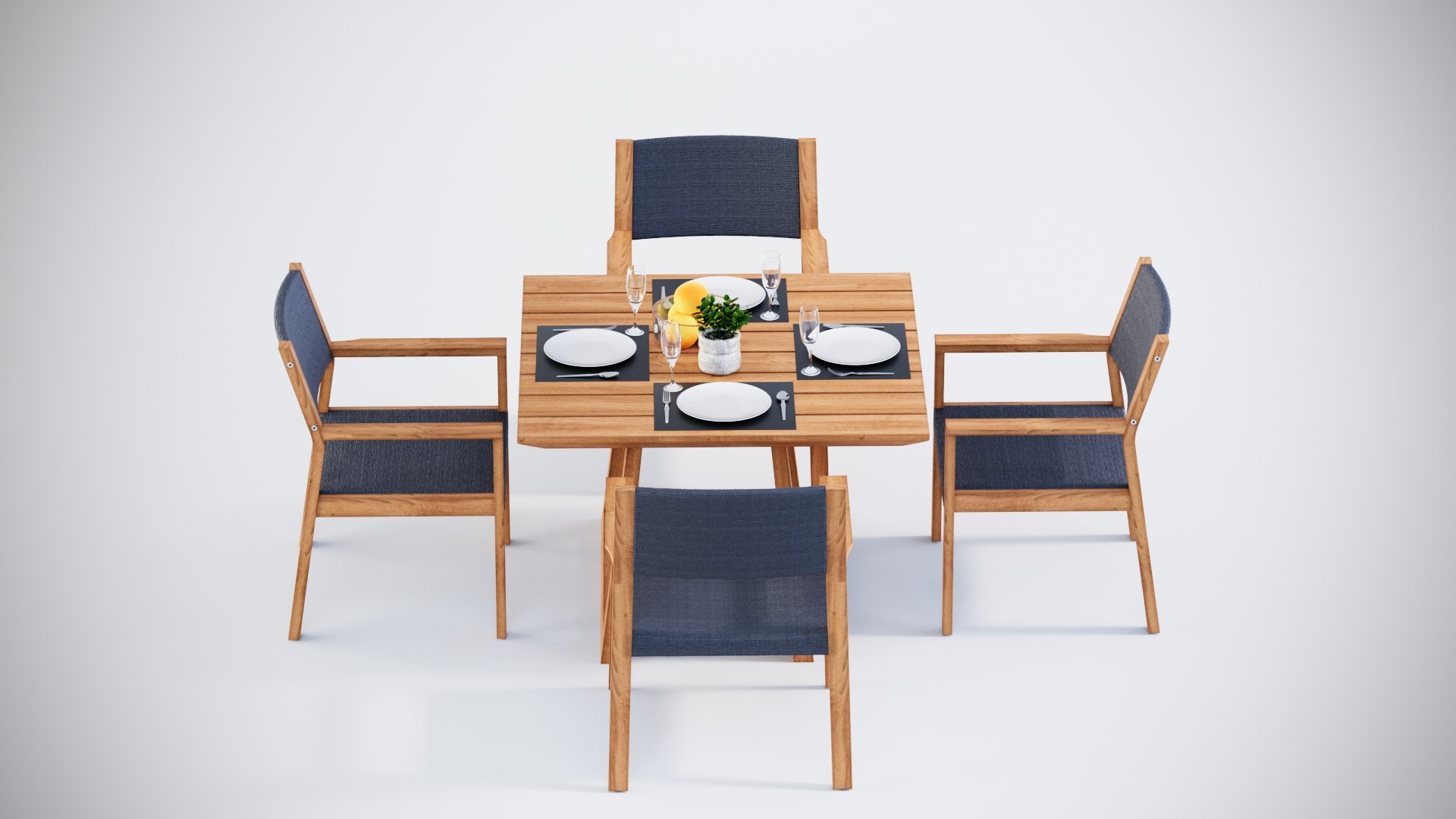 St James Table With 4 Maz Dining Chairs Model - TurboSquid 2156600