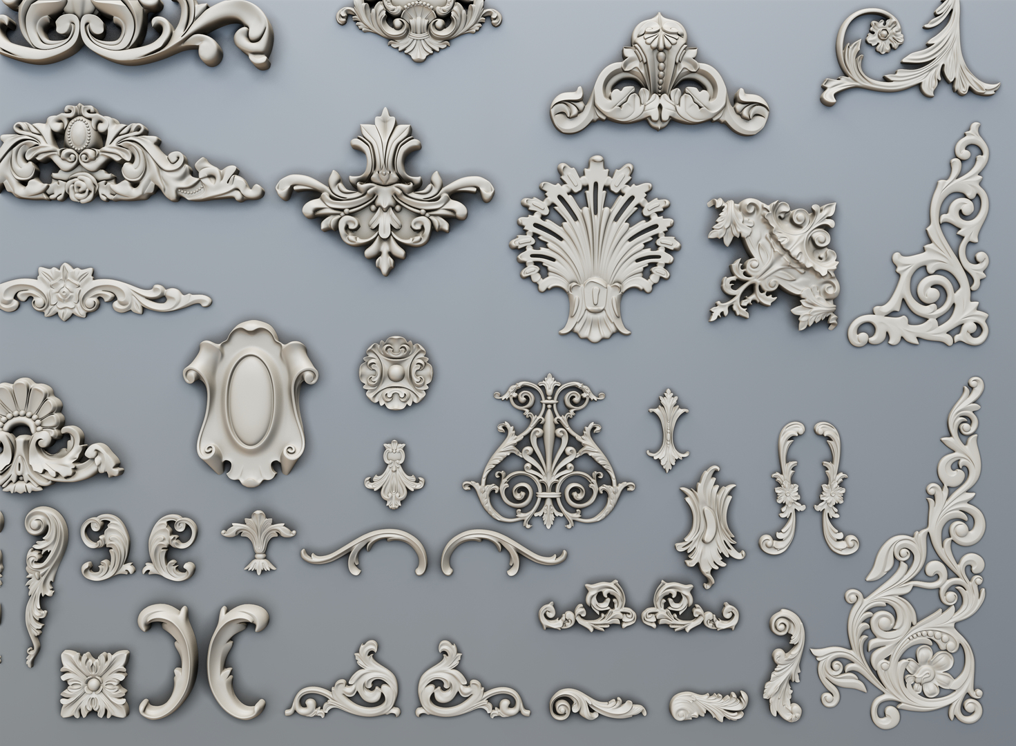 3D classic baroque ornaments model - TurboSquid 1331235