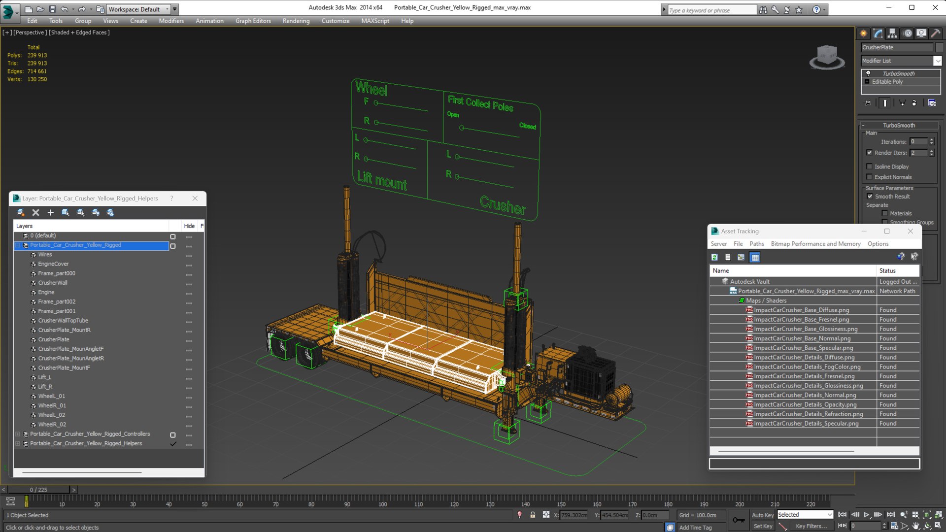 Portable Car Crusher Yellow Rigged 3D model - TurboSquid 2148444