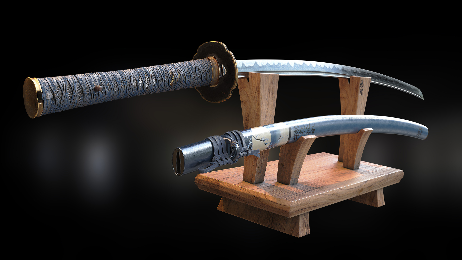 Blue O Katana - Large Authentic Samurai Sword model - TurboSquid 1755455