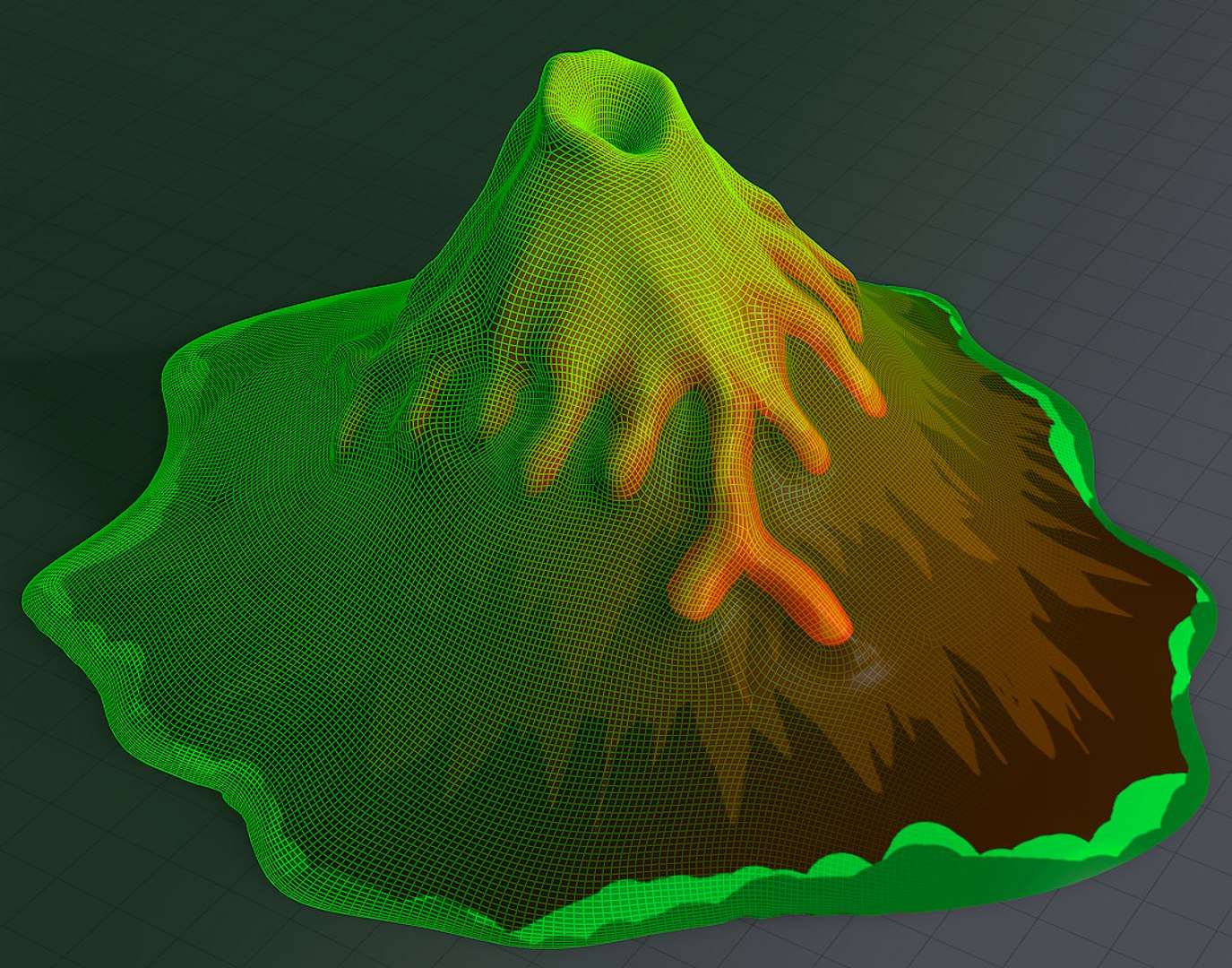 3d Volcano Caricature