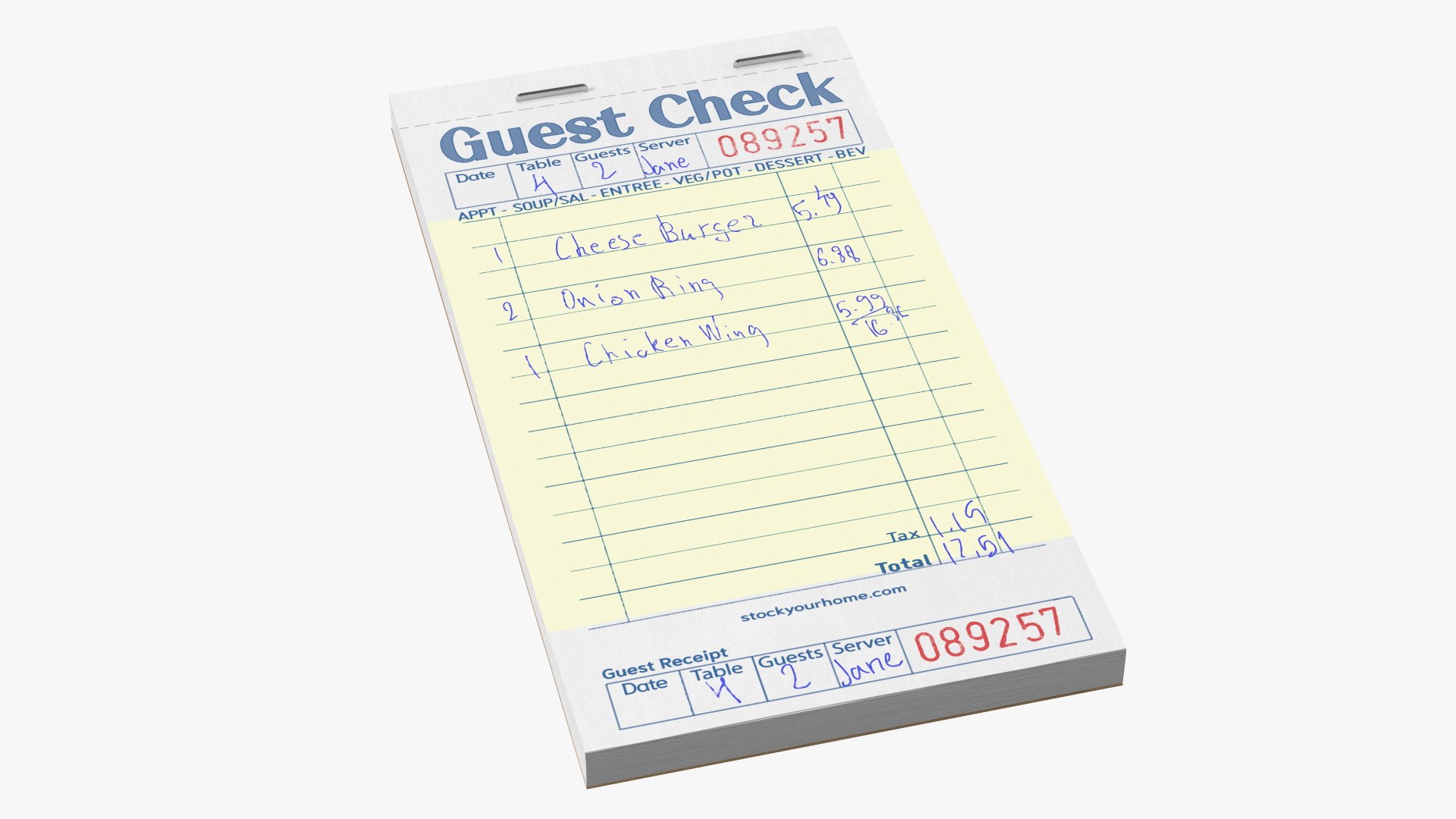 Filled Guest Check Book Yellow Pages model - TurboSquid 2071804