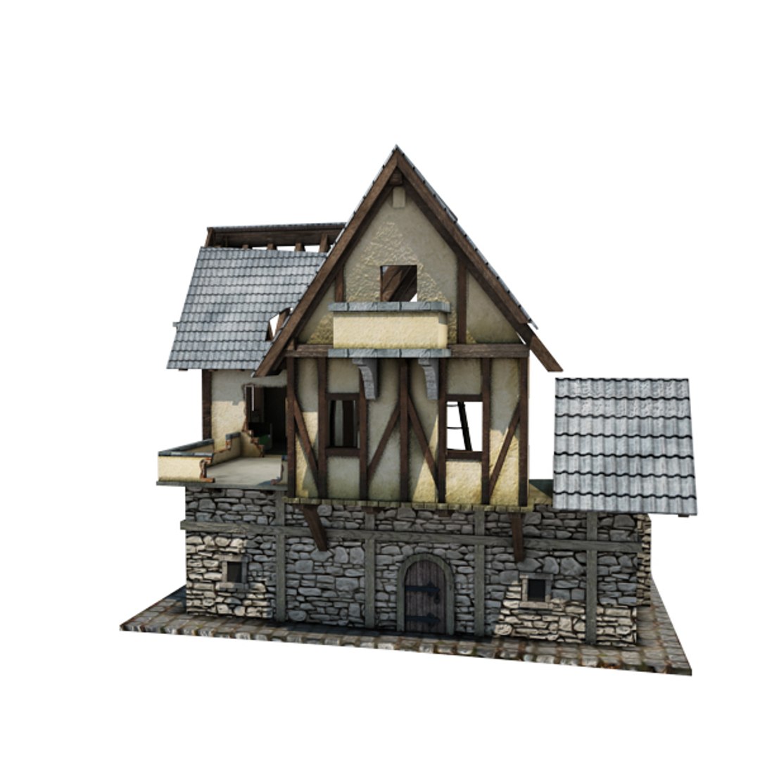 3d Model Medieval Ruined Coaching Inn