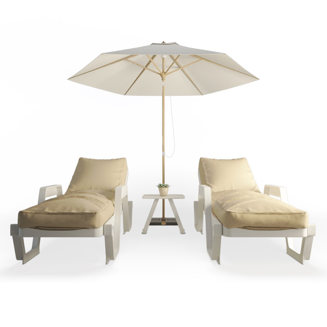 Plastic Sunbeds Set 3D - TurboSquid 1788457