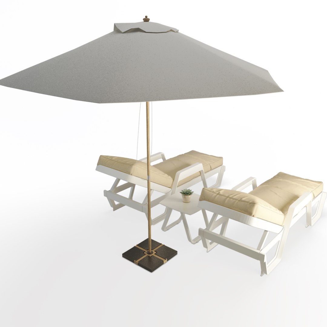 Plastic Sunbeds Set 3D - TurboSquid 1788457