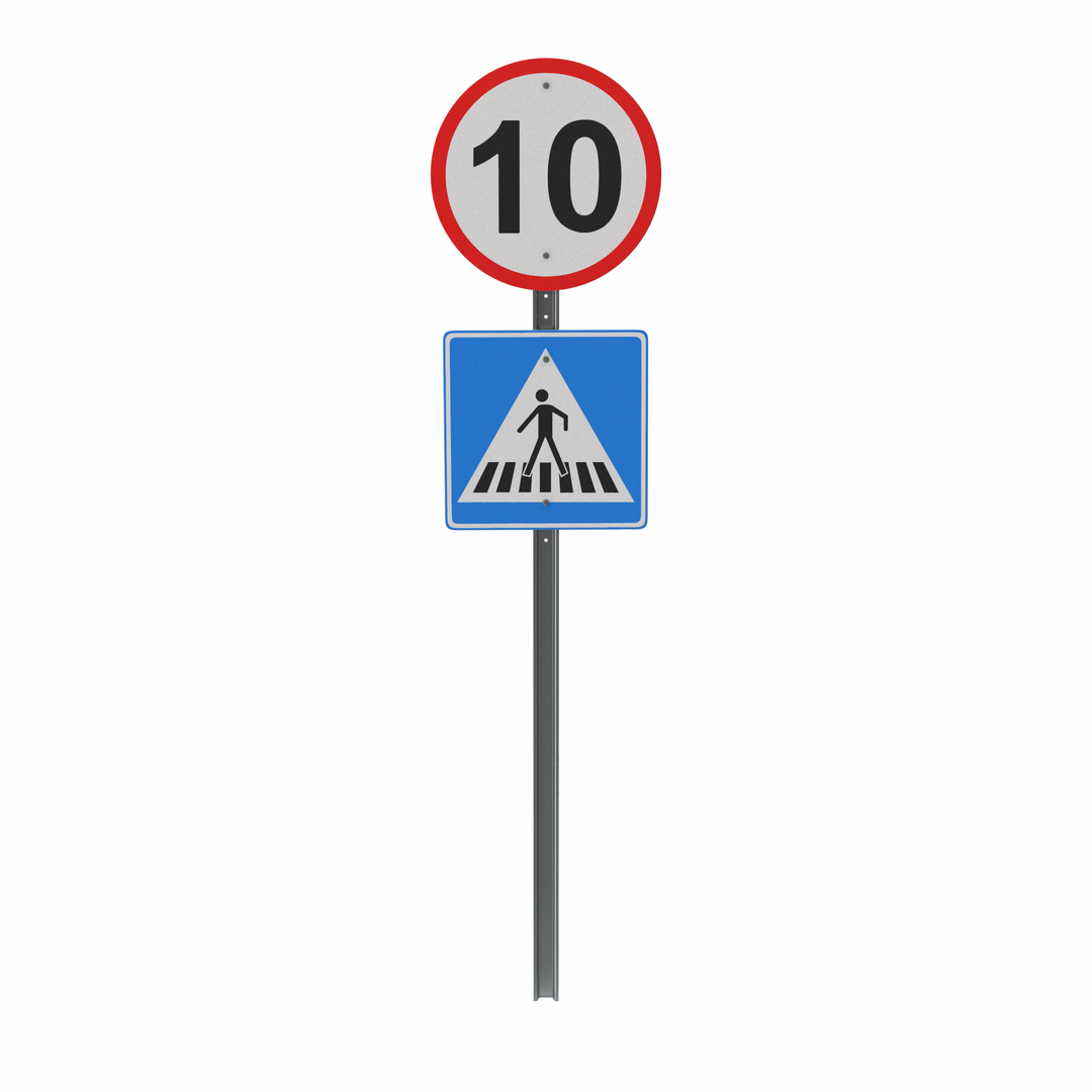 3D Model Crosswalk And Speed Limit Street Sign - TurboSquid 2039628