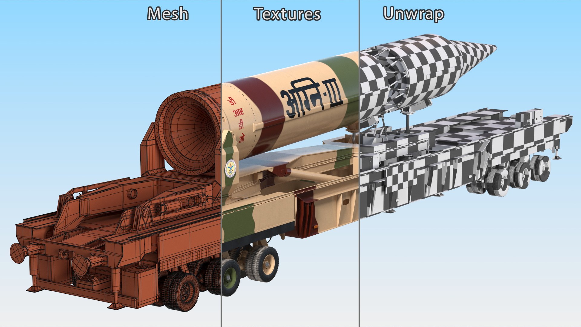 Indias Ballistic Missile Defence System Agni III 3D Model - TurboSquid ...