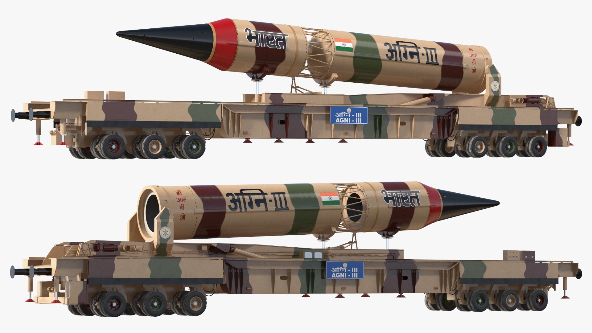 Indias Ballistic Missile Defence System Agni III 3D Model - TurboSquid 2051814