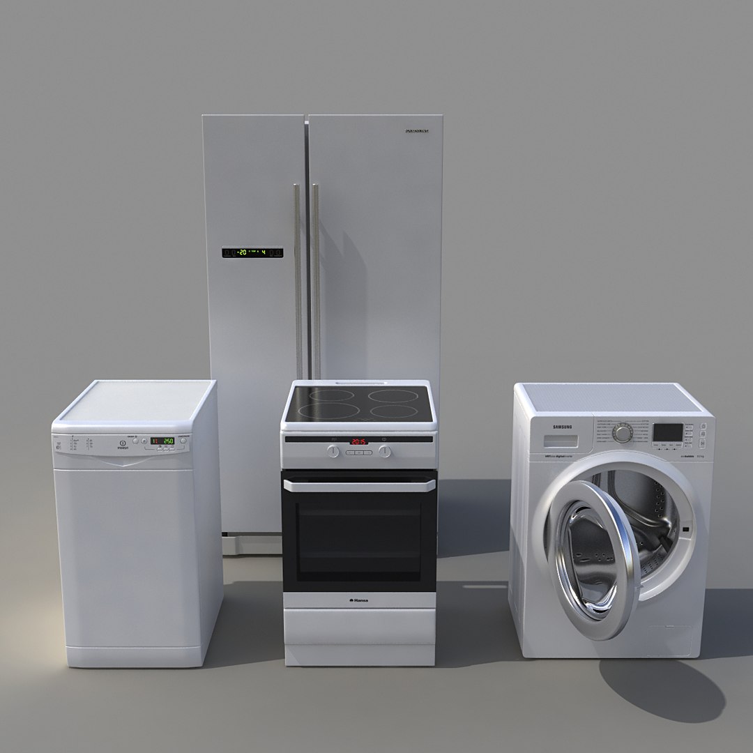 3d Indesit Kitchen Appliances Set Model