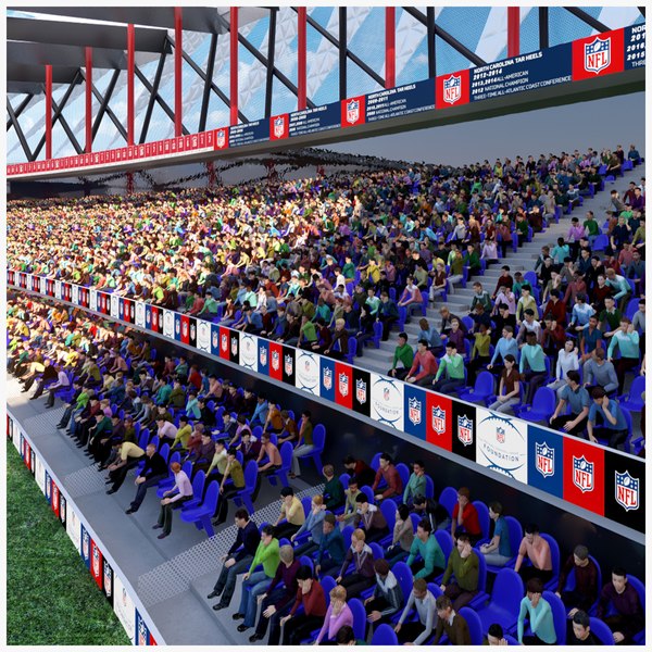 3D American Football Stadium with Audience model - TurboSquid 1989193