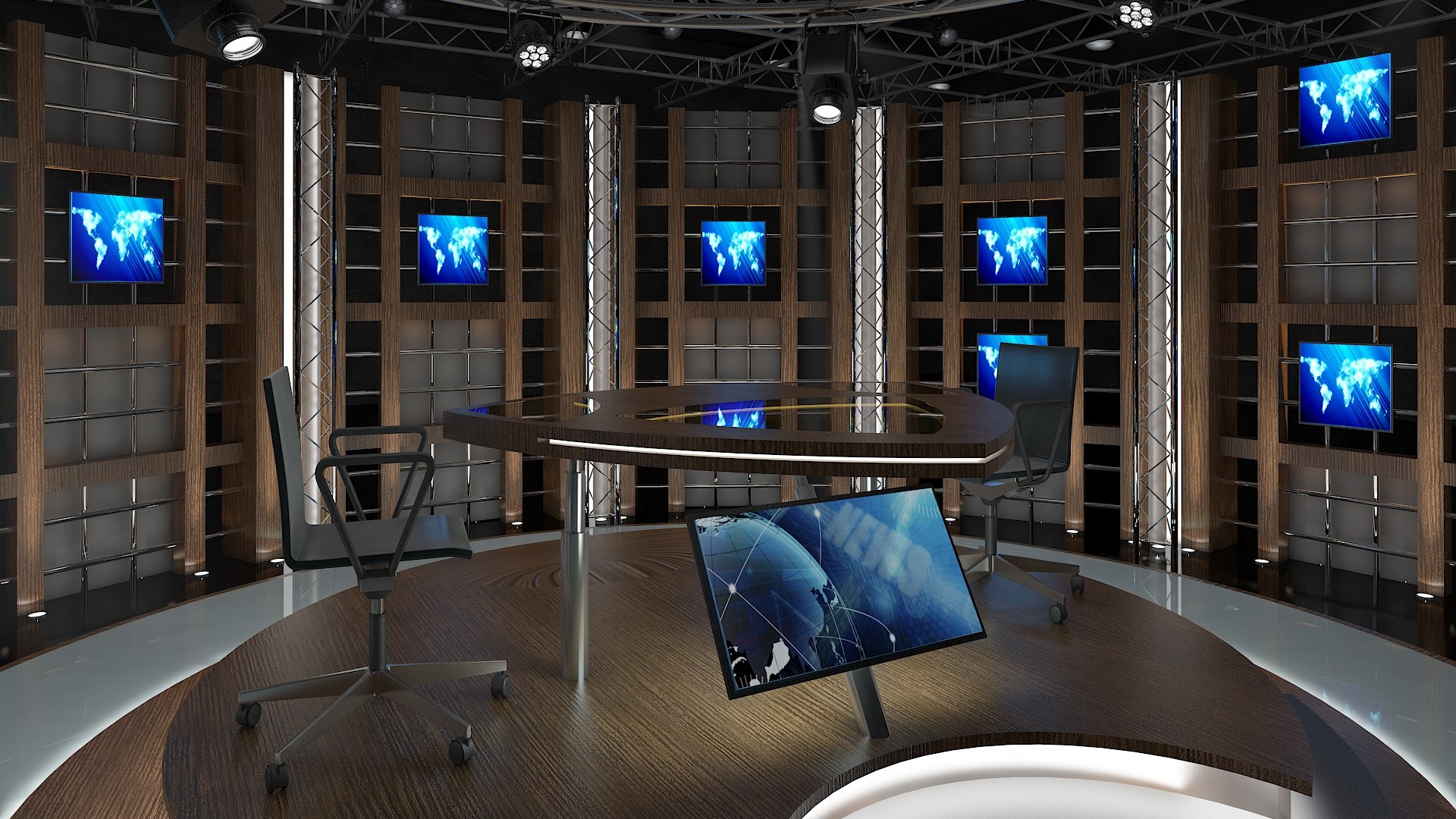 3D Model Virtual TV Studio Chat Set 17 - TurboSquid 1999924