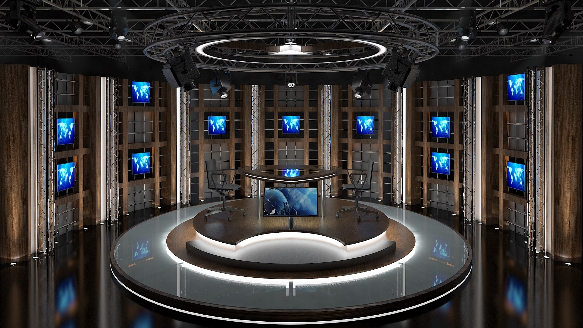 3D Model Virtual TV Studio Chat Set 17 - TurboSquid 1999924