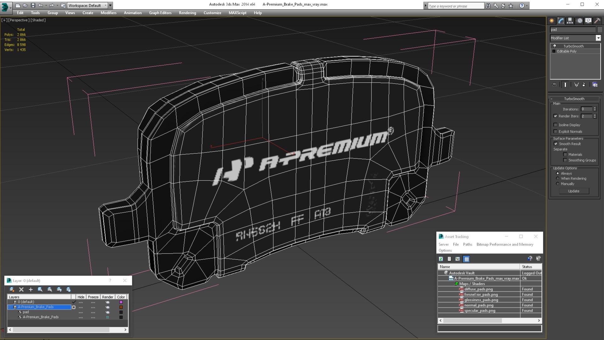 3D A-Premium Brake Pads Model - TurboSquid 2045799