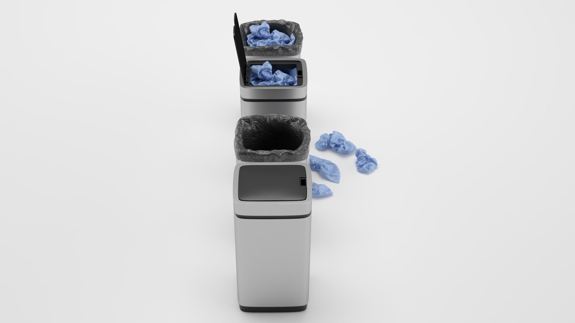 Trash Cans Set Model - TurboSquid 2375001