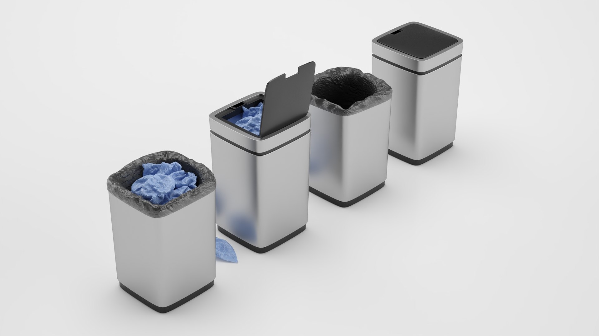 Trash Cans Set Model - TurboSquid 2375001