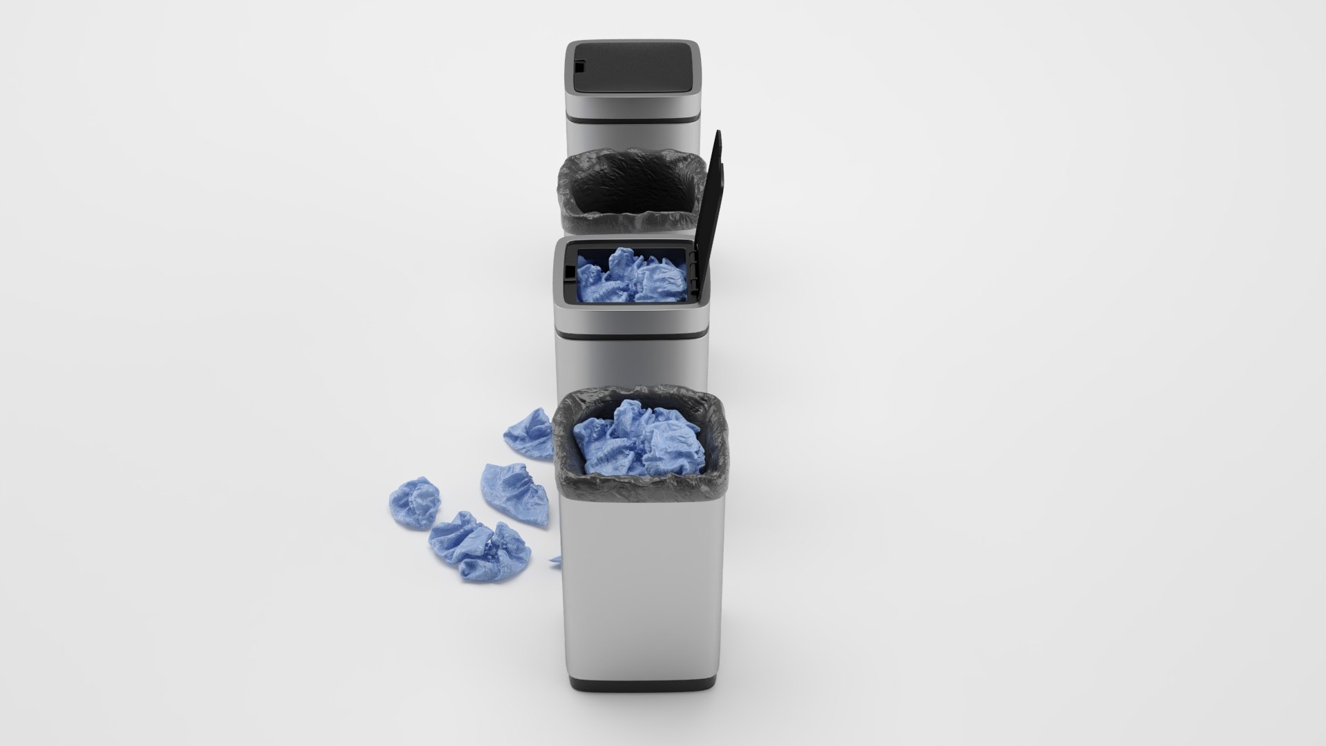 Trash Cans Set Model - TurboSquid 2375001