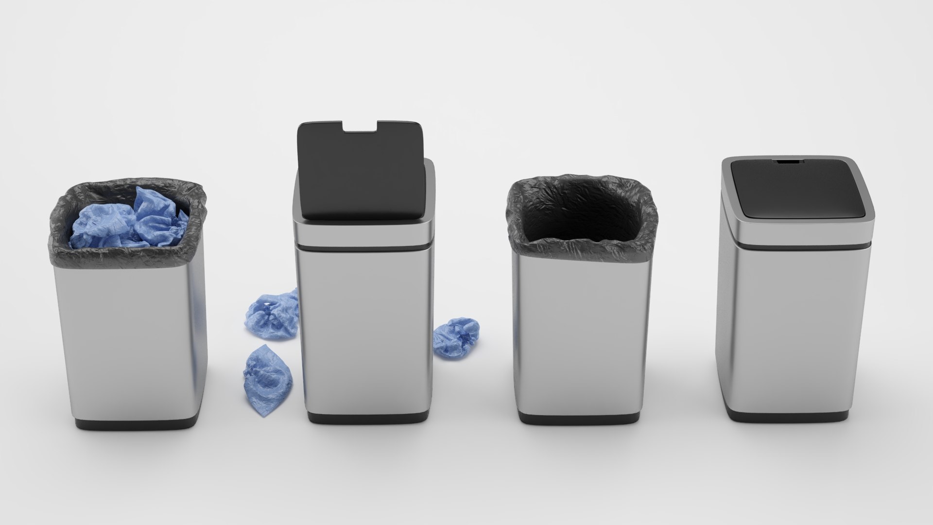 Trash Cans Set Model - TurboSquid 2375001