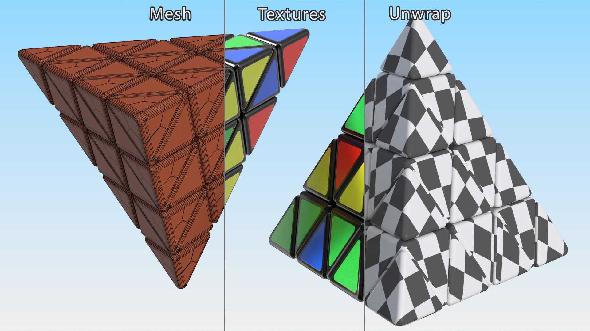 Rubik Pyramid Disassembled 3D Model - TurboSquid 2152615