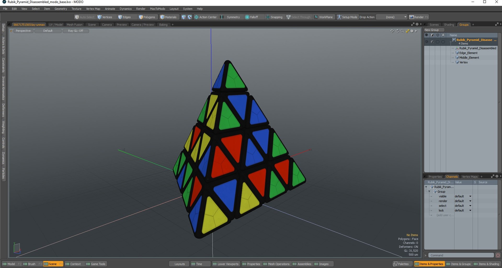 Rubik Pyramid Disassembled 3D model - TurboSquid 2152615