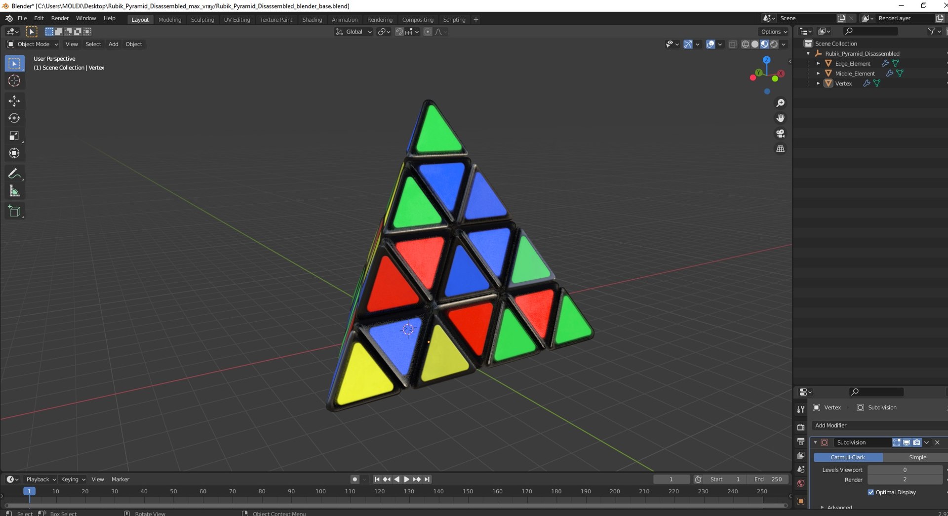 Rubik Pyramid Disassembled 3D model - TurboSquid 2152615