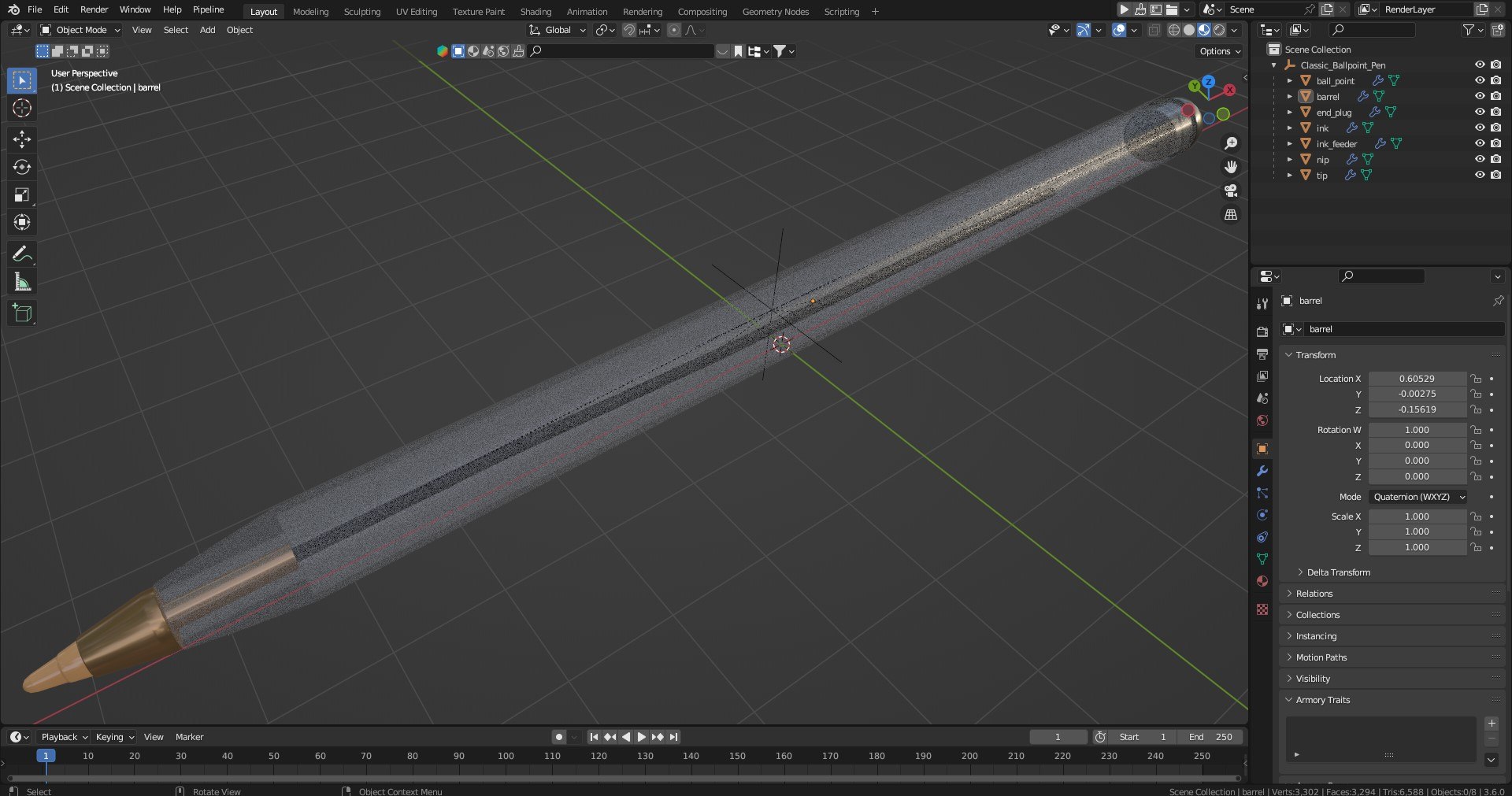 3D Classic Ballpoint Pen Model - TurboSquid 2317695