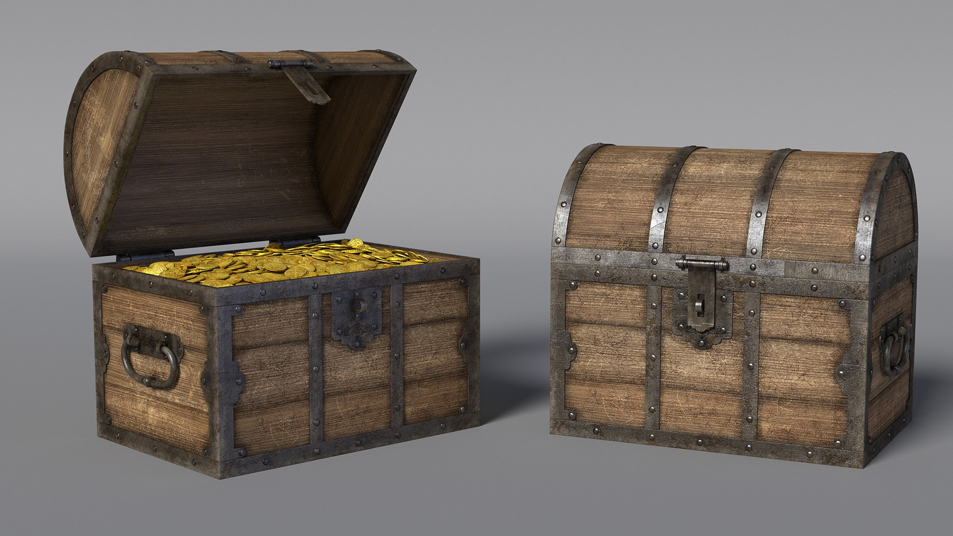 Treasure Chest With Gold Coins 3D Model - TurboSquid 2186015