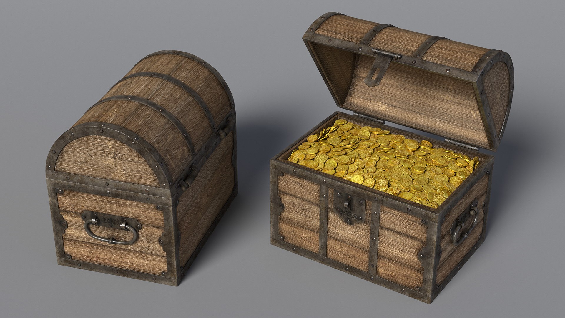 Treasure Chest With Gold Coins 3D Model - TurboSquid 2186015