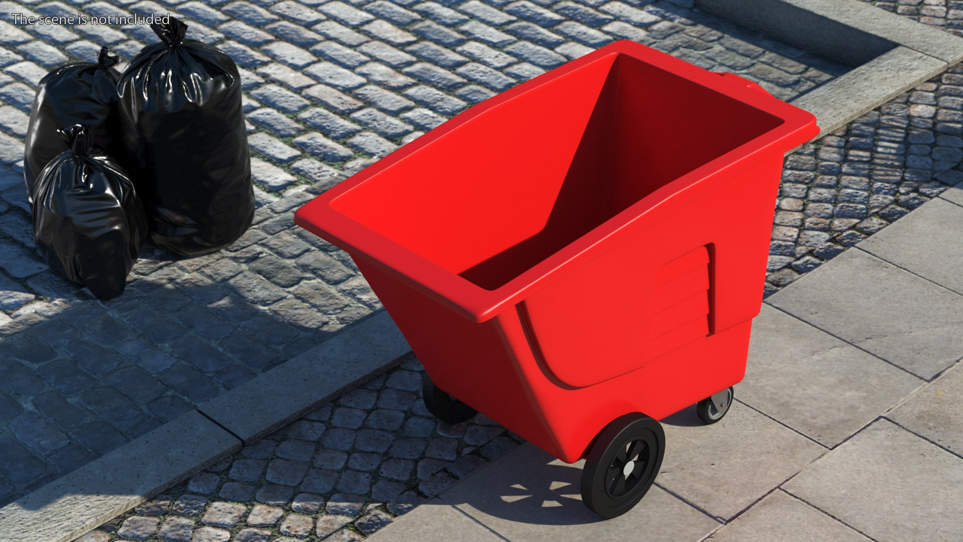 Commercial Wheeled Trash Cart Red 3D Model - TurboSquid 2144103