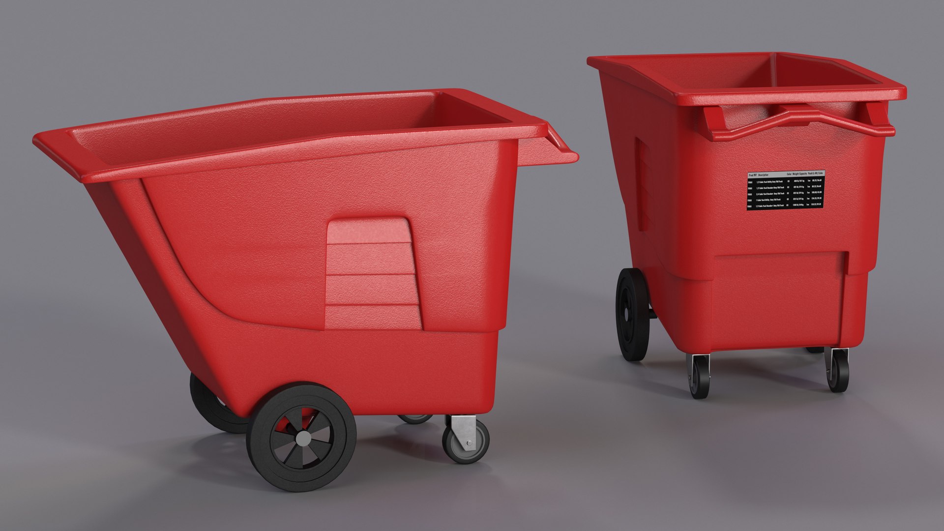 Commercial Wheeled Trash Cart Red 3D Model - TurboSquid 2144103