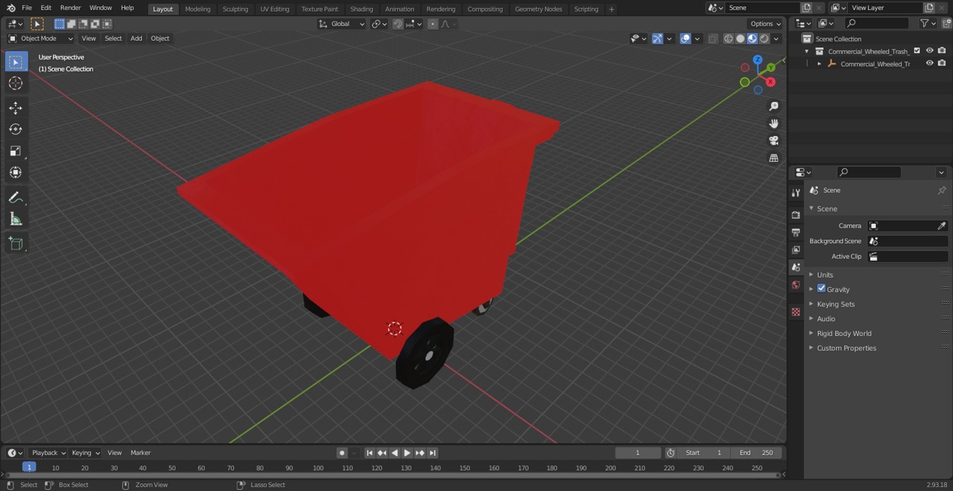 Commercial Wheeled Trash Cart Red 3D model - TurboSquid 2144103