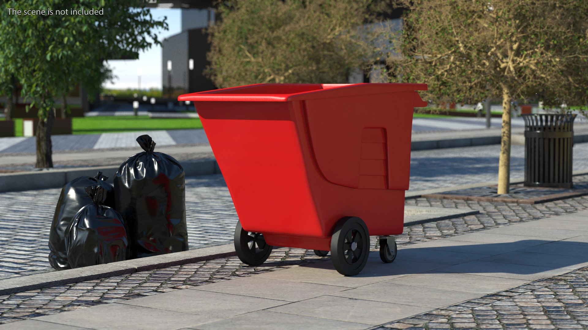 Commercial Wheeled Trash Cart Red 3D Model - TurboSquid 2144103