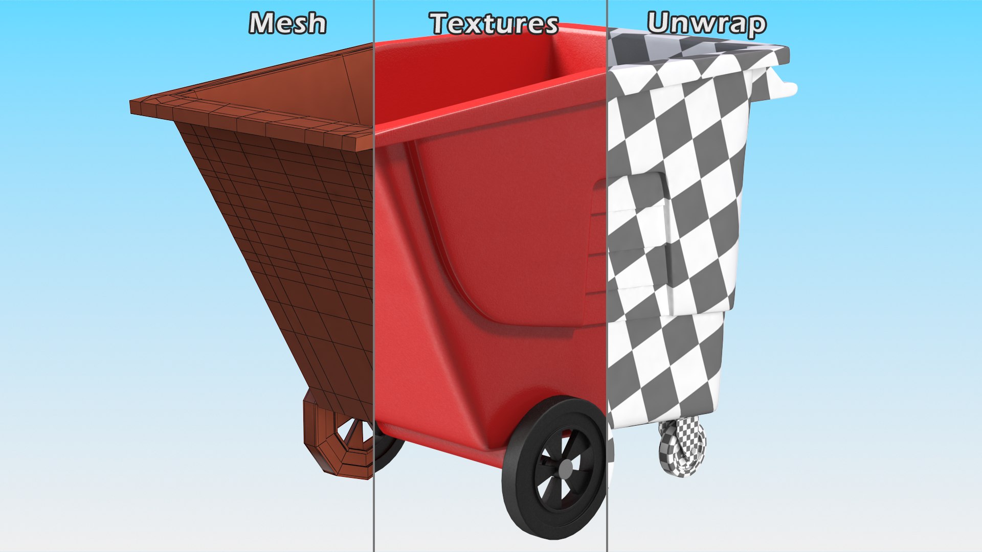 Commercial Wheeled Trash Cart Red 3D Model - TurboSquid 2144103