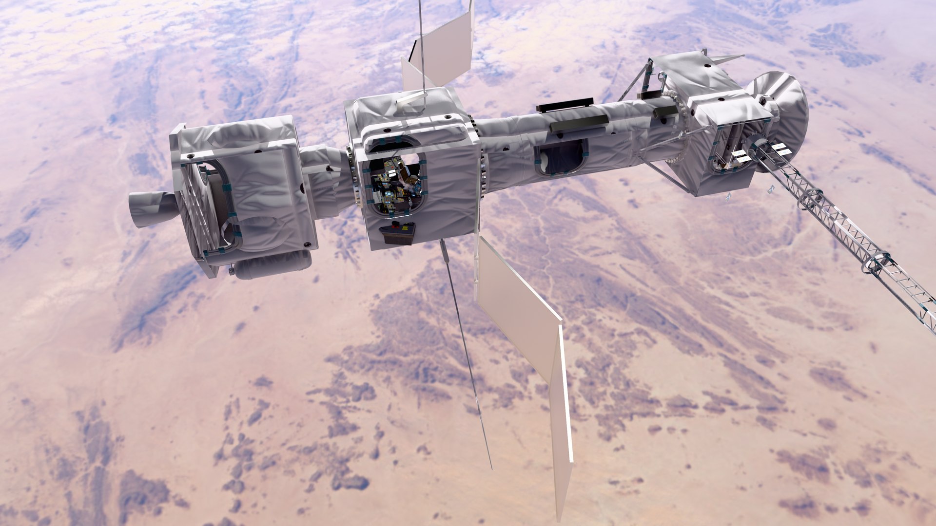 Modular Space Satellite With Control Room Model - TurboSquid 2410684